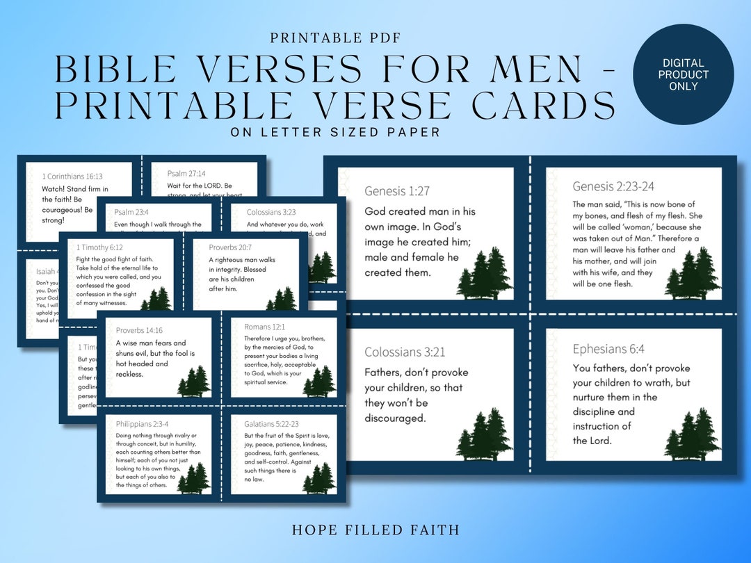 Bible Verses for Men - Printable Scripture Cards for Men and Women ...