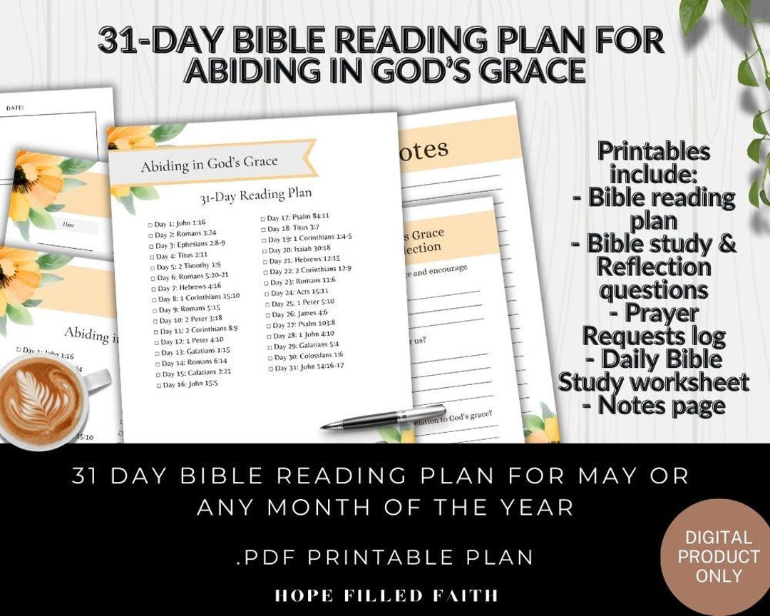 Printable God's Grace Bible Study Guide W/bible Reading Plan, Bible ...