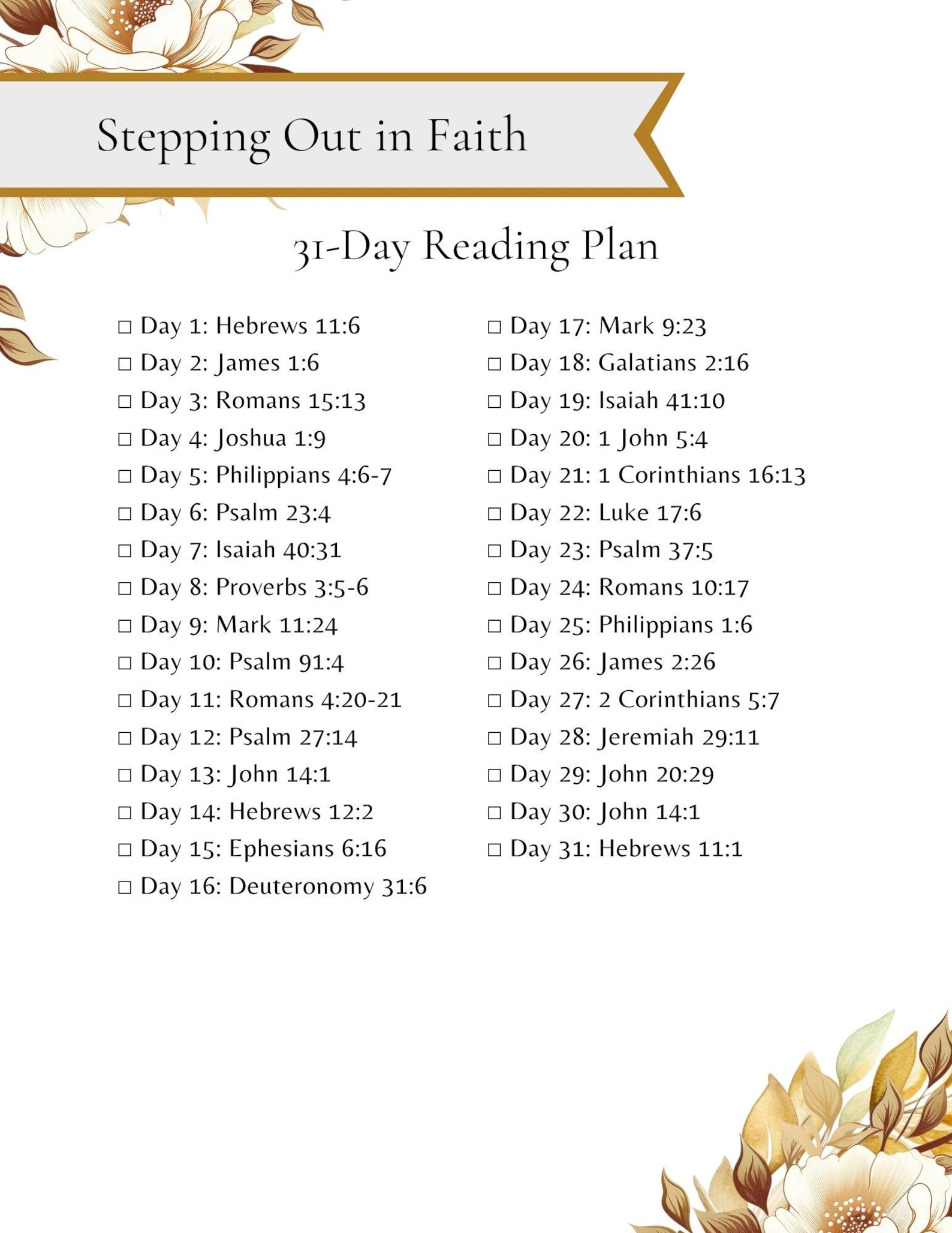Printable Faith Bible Study Guide With Bible Reading Plan, Bible Study ...