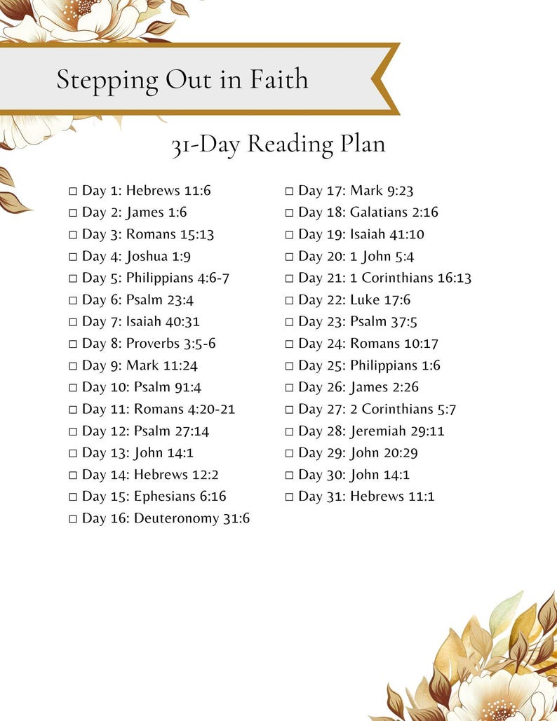 Printable Faith Bible Study Guide With Bible Reading Plan, Bible Study ...