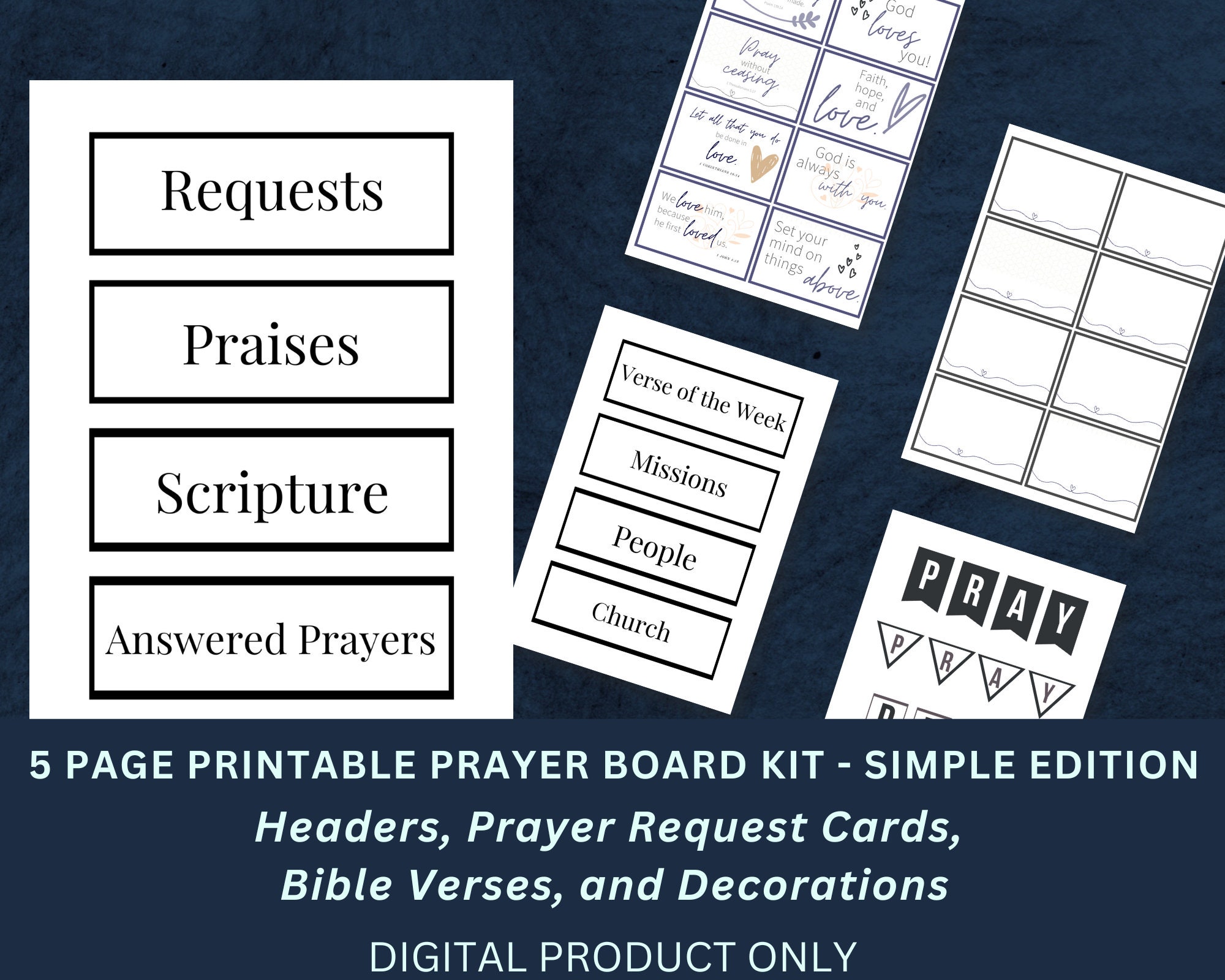 Printable Prayer Board Kit - Variety Pack - Christian Church Prayer ...