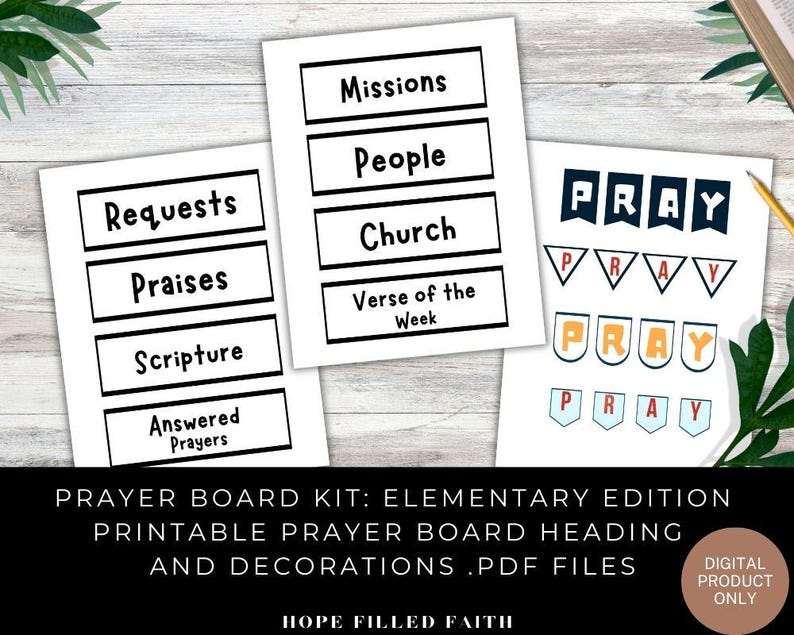 Printable Prayer Board Kit -elementary- Christian Church Prayer Group ...