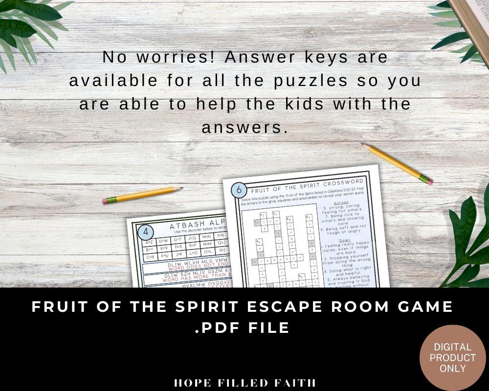 Bible Printable Escape Room for Kids Game, Fruit of the Spirit Theme ...