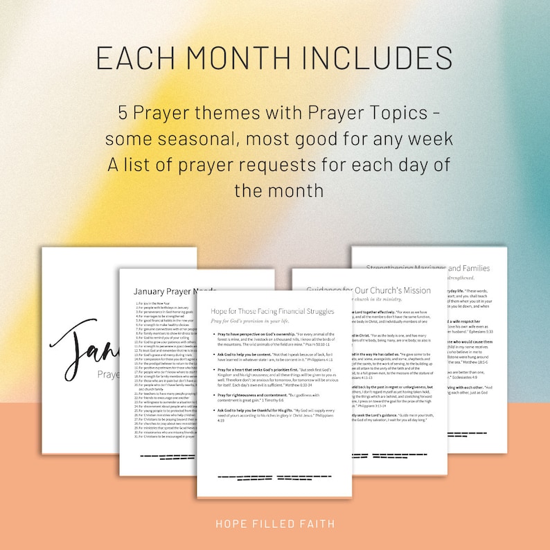 Printable Prayer Guide for Prayer Meetings and Quiet Time With Weekly ...