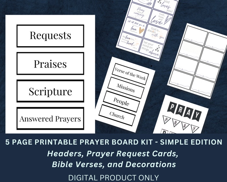 Printable Prayer Board Kit - Simple Edition - Christian Church Prayer ...