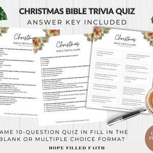 Printable .PDF Christmas Bible Trivia Quiz for Church - Multiple Choice ...