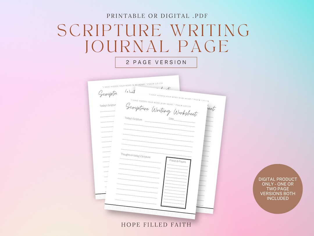 Scripture Writing Journal Worksheets With Cursive Title | Printable ...