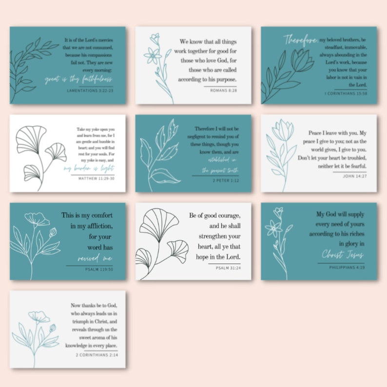 Printable Bible Verse Cards for Hope in Hard Times 4x6 Scripture Cards ...