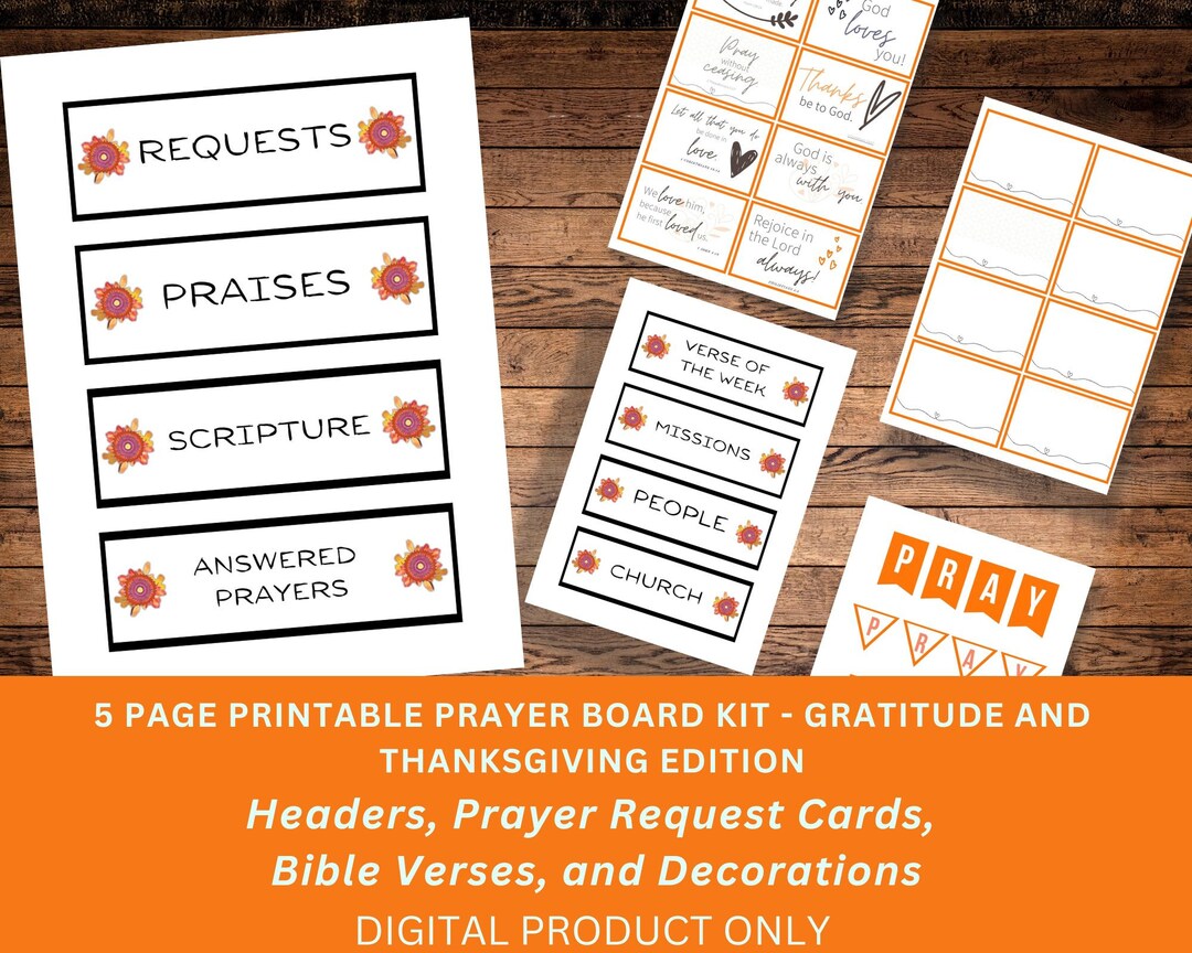 Printable Prayer Board Kit - Gratitude and Thanksgiving Edition ...