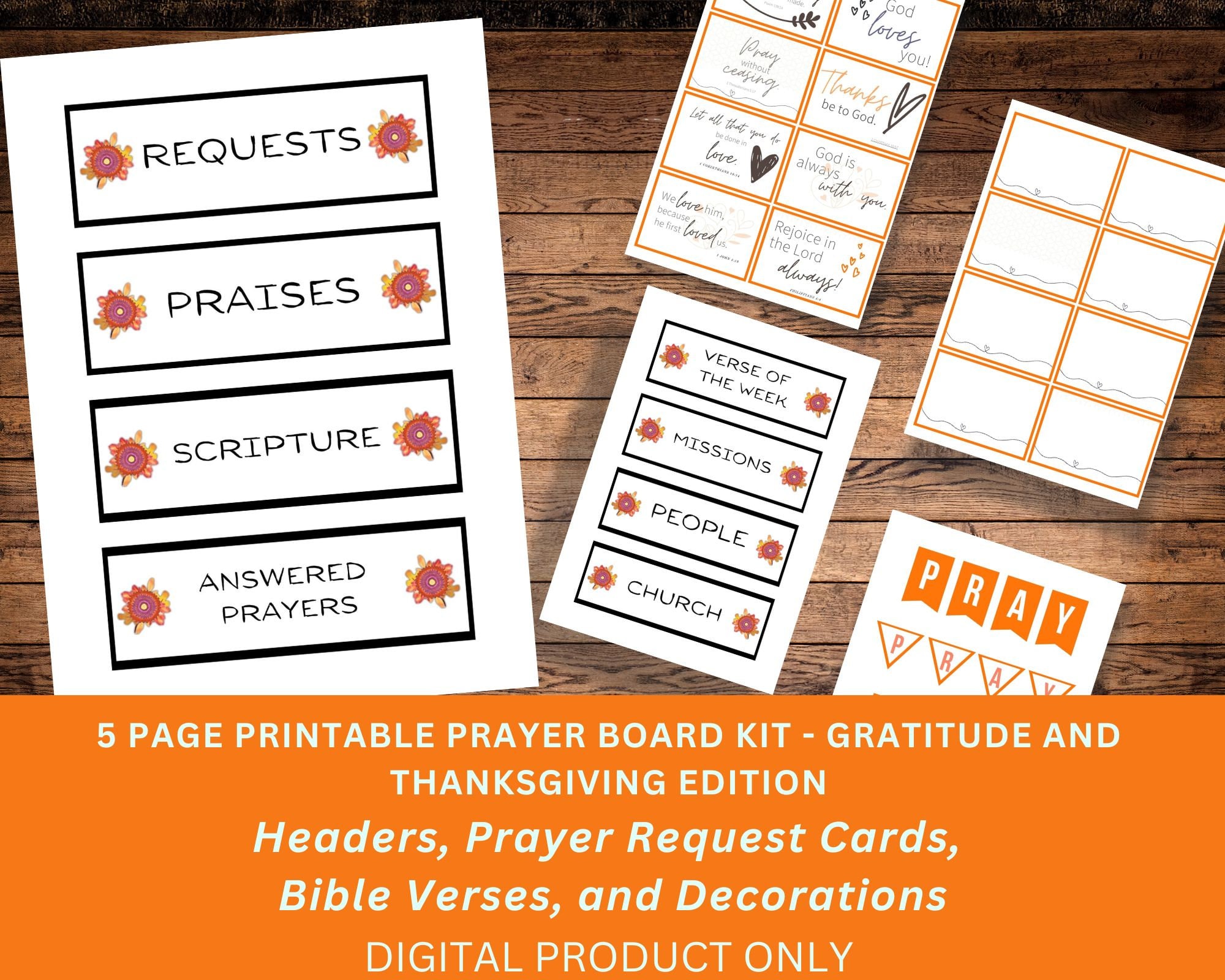 Printable Prayer Board Kit - Gratitude and Thanksgiving Edition ...