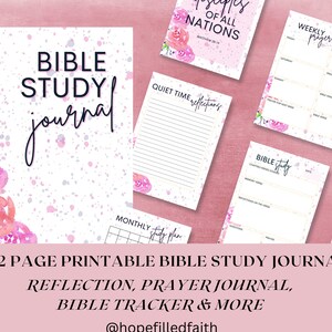 Bible Study Journal Printable Undated Watercolor Floral Design Letter ...