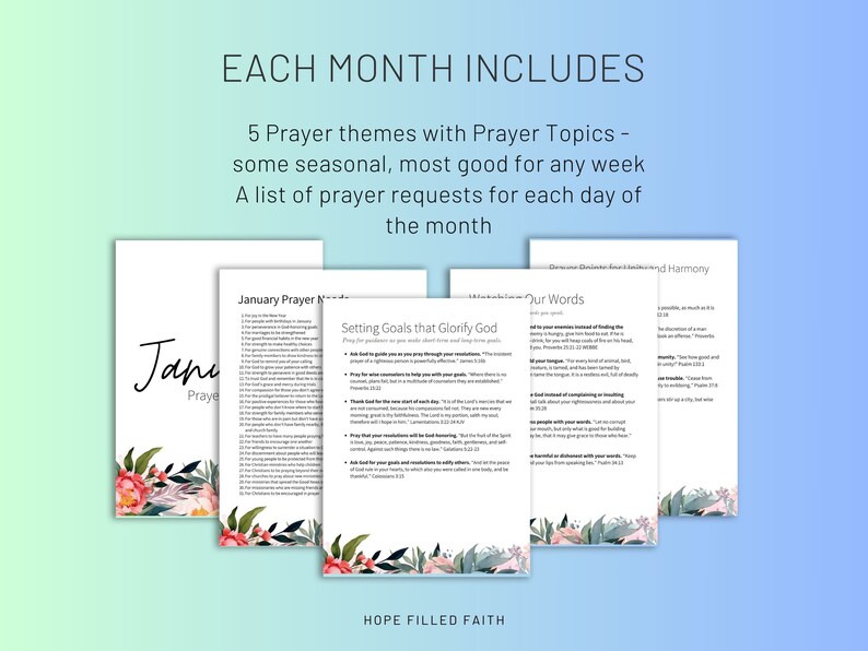 Printable Prayer Journal With Weekly Prayer Points, Christian Digital ...