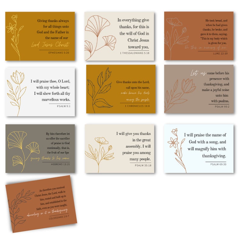 Printable 4 X 6 Bible Verses Cards for Gratitude and Thanksgiving - Etsy