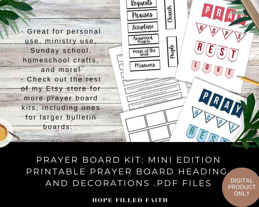 Printable Mini Prayer Board Kit - Christian Church Prayer Group Bible ...