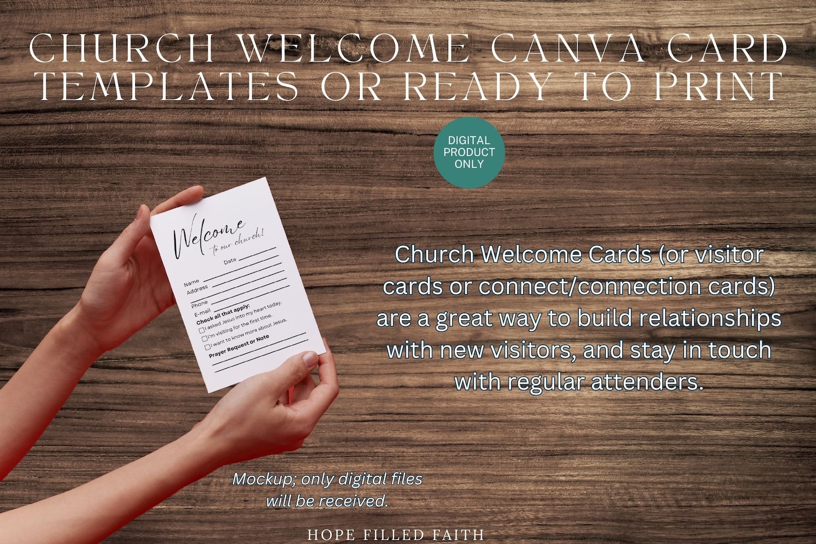 Printable Church Welcome Cards, Visitor Cards, Connection Cards DIY in ...