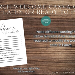Printable Church Welcome Cards, Visitor Cards, Connection Cards DIY in ...