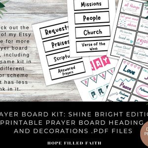 Printable Prayer Board Kit -shine Bright- Christian Church Prayer Group ...