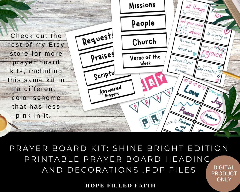 Printable Prayer Board Kit -shine Bright- Christian Church Prayer Group ...