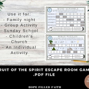 Bible Printable Escape Room for Kids Game, Fruit of the Spirit Theme ...