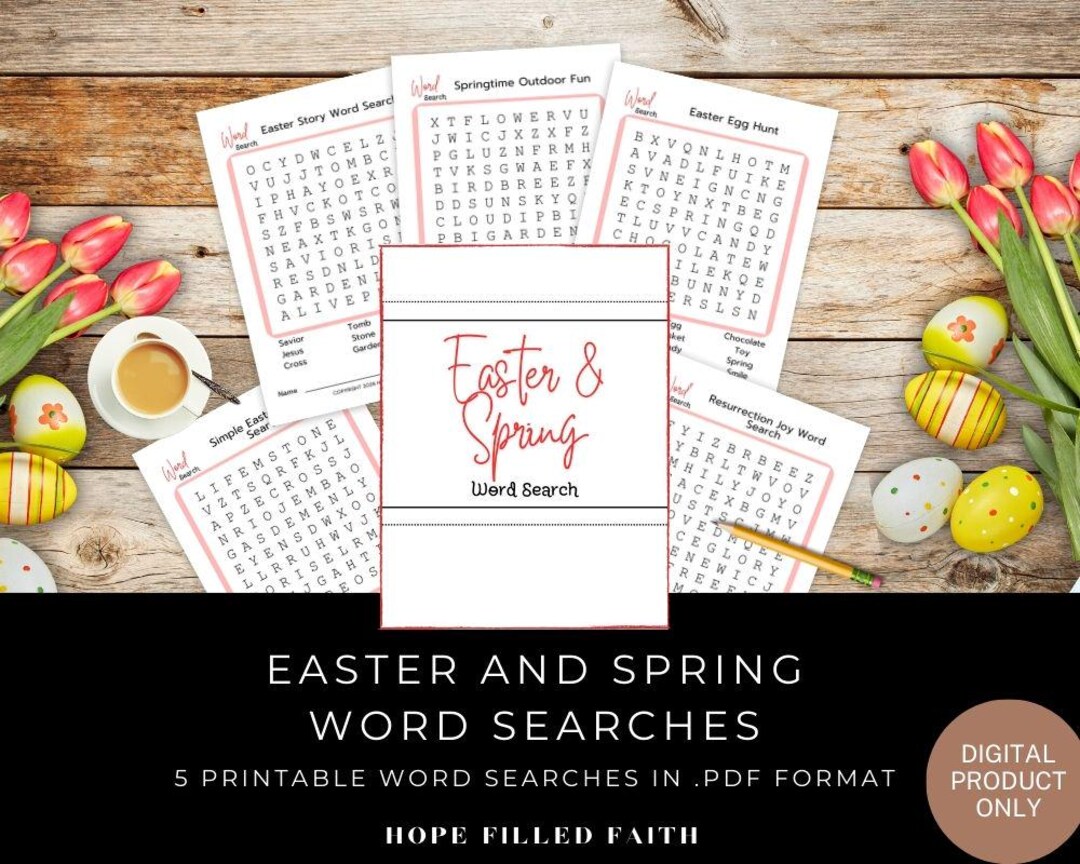 Printable Easter & Springtime Word Search - 5 Easy Games for Bible ...