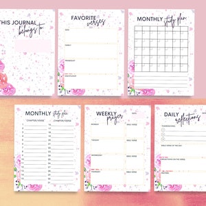 Bible Study Journal Printable Undated Watercolor Floral Design Letter ...