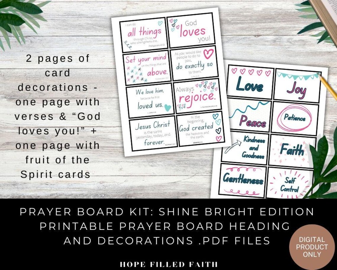 Printable Prayer Board Kit -shine Bright- Christian Church Prayer Group ...