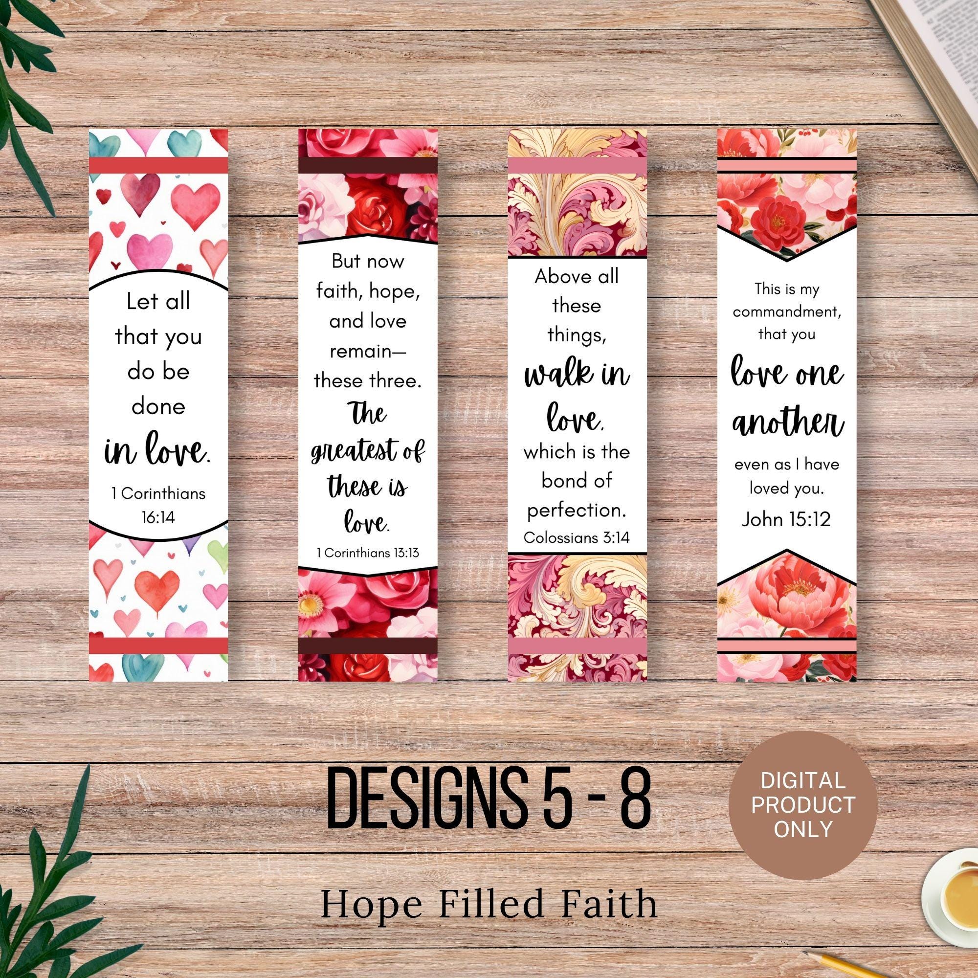 Printable Bible Verse Bookmarks About Love - 12 Designs in 3 Sizes ...