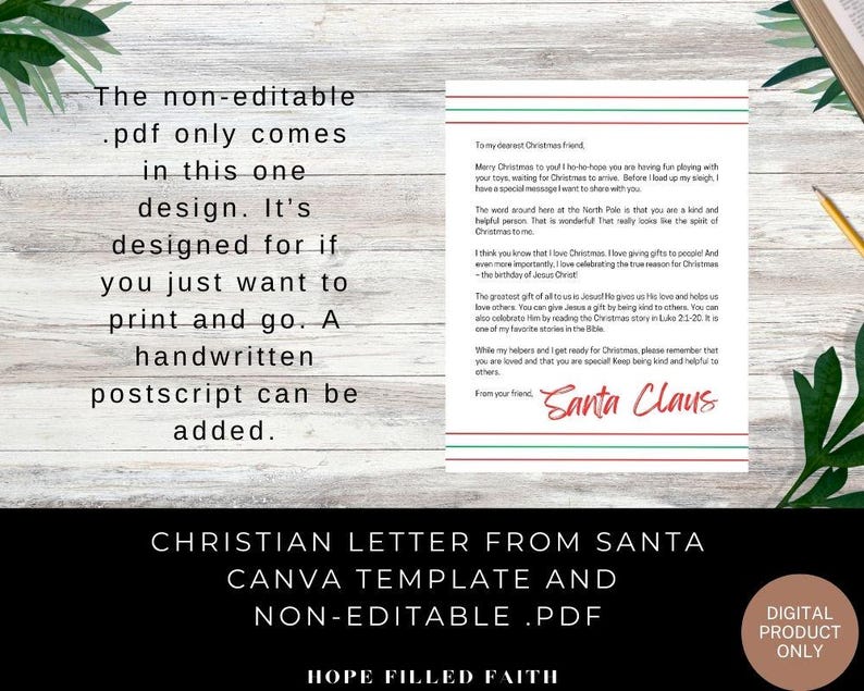 Printable Christian Letter From Santa - Editable Canva Template or ...