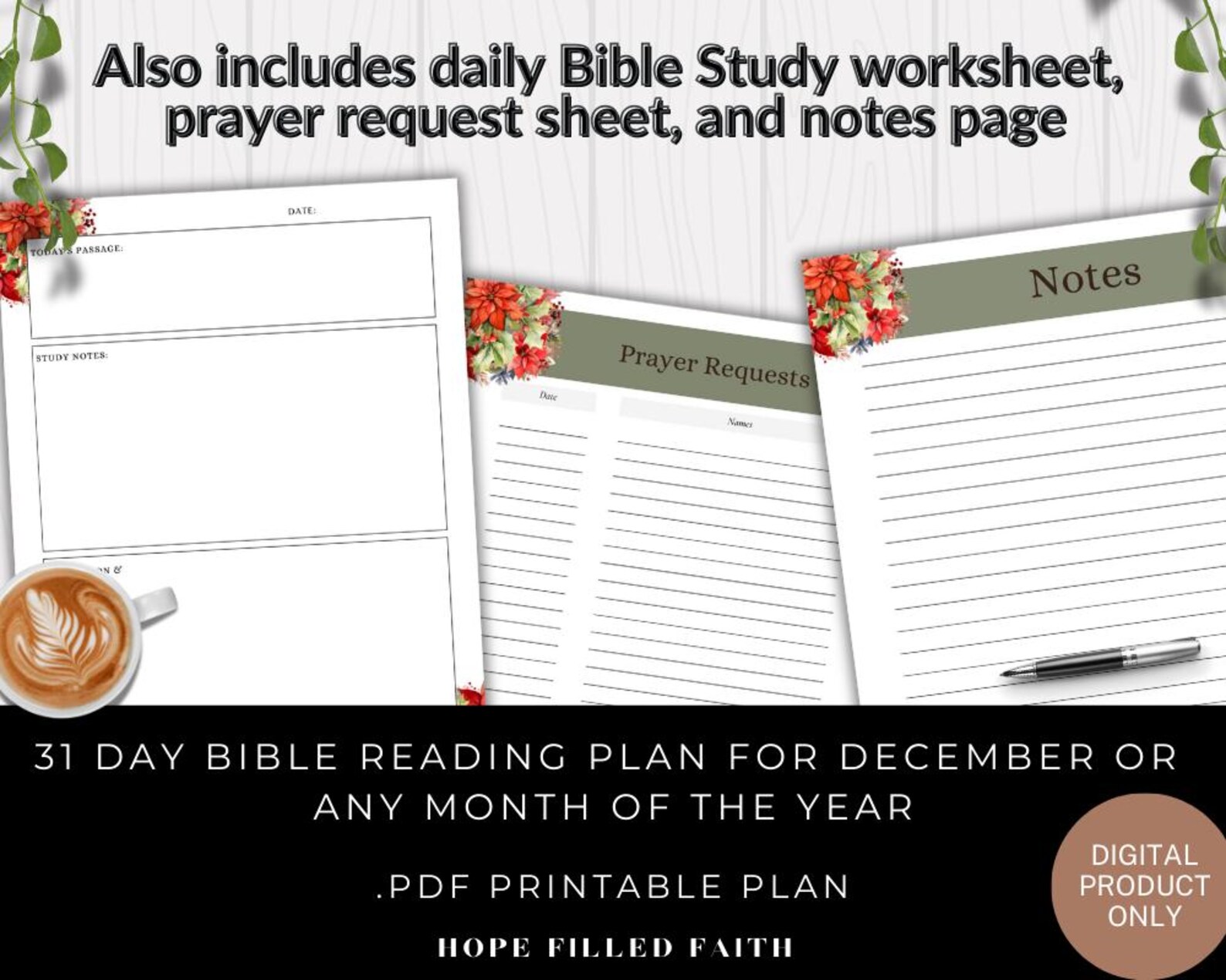 Printable Advent Bible Study Guide With Bible Reading Plan, Bible Study ...