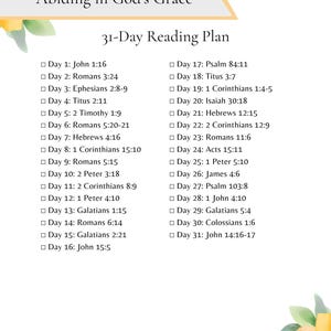 Printable God's Grace Bible Study Guide W/bible Reading Plan, Bible ...