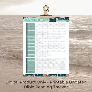 Printable Undated Bible Reading Tracker, Floral Edition, Letter Sized 8 ...