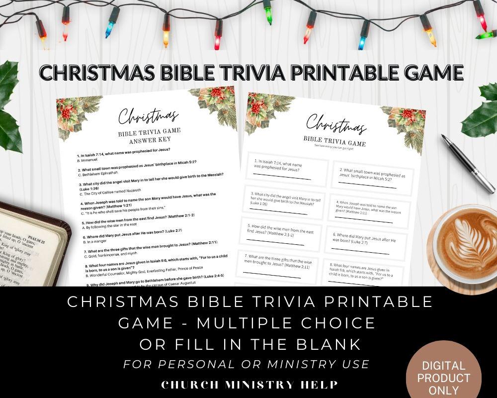 Printable .PDF Christmas Bible Trivia Quiz for Church - Multiple Choice ...