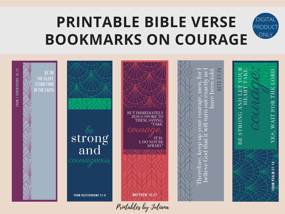 Printable Bible Verse Bookmarks for Courage Christian Inspirational ...