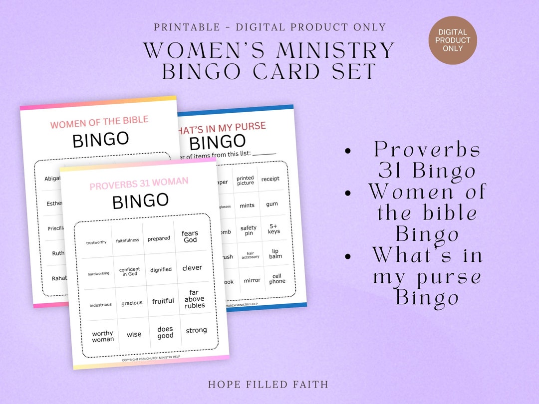 Printable Women's Ministry 3 Game Bingo Set - What's in My Purse ...
