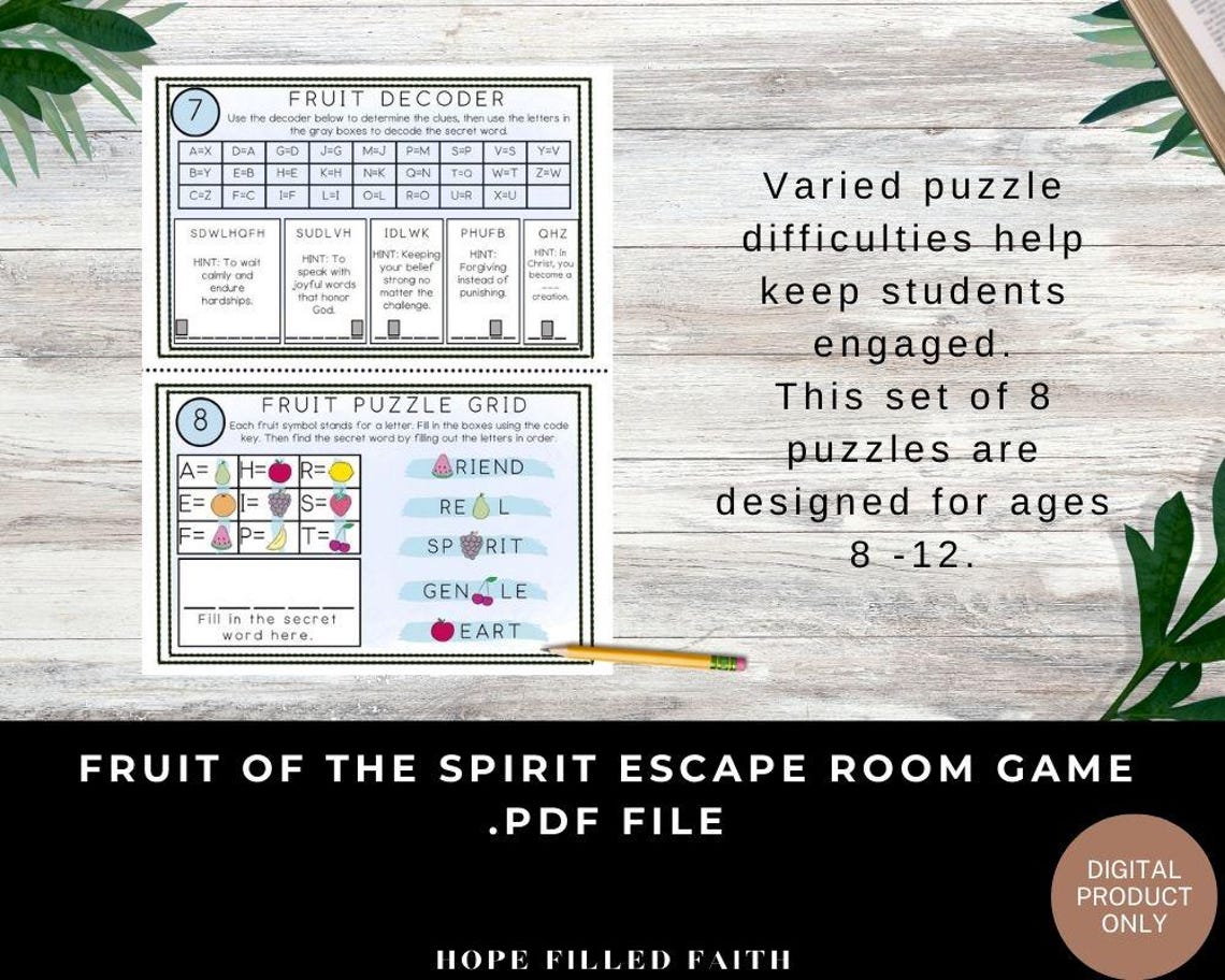 Bible Printable Escape Room for Kids Game, Fruit of the Spirit Theme ...