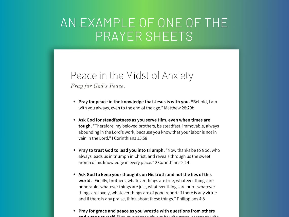 Printable Prayer Guide for Prayer Meetings and Quiet Time With Weekly ...