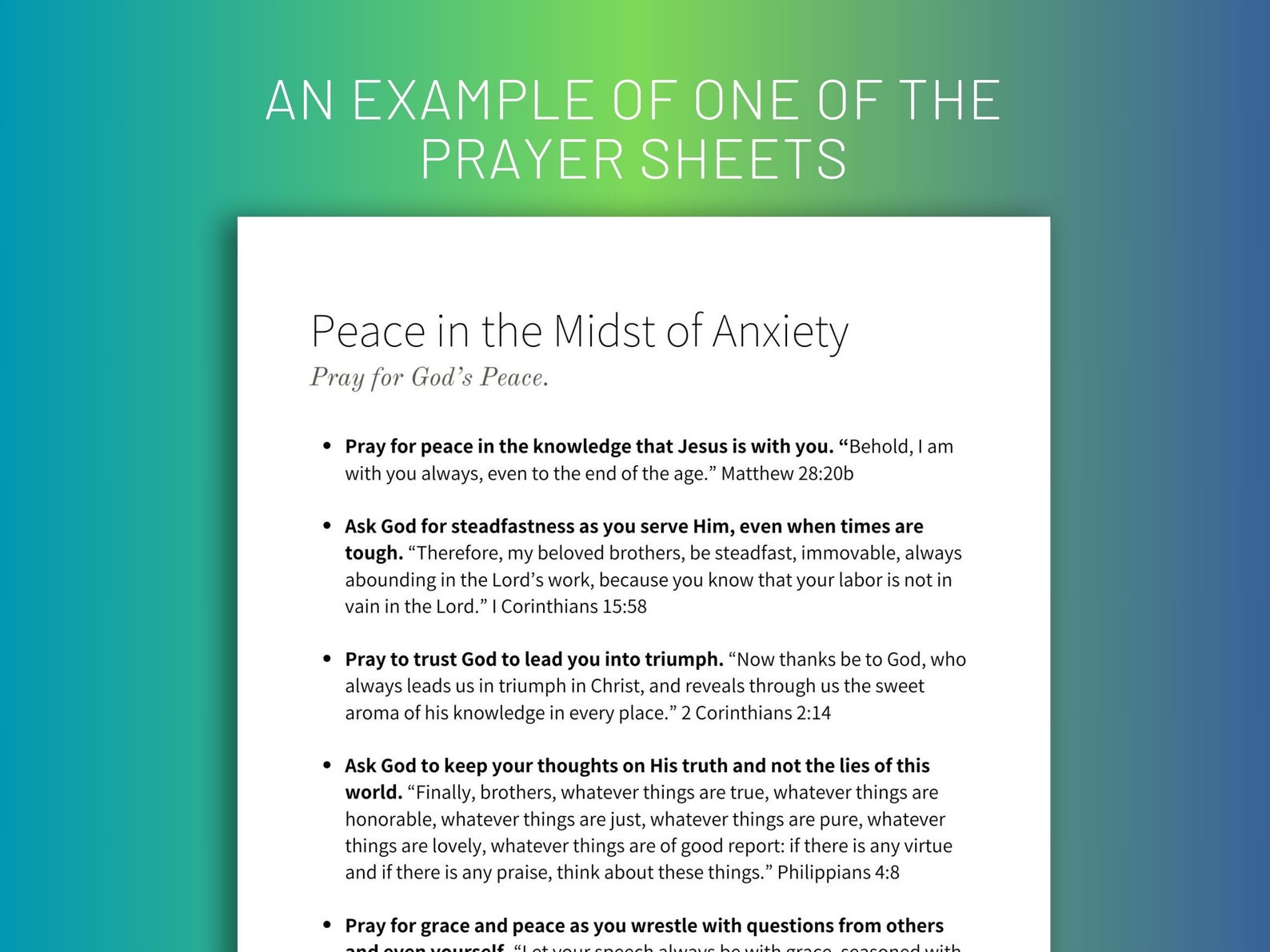 Printable Prayer Guide for Prayer Meetings and Quiet Time With Weekly ...