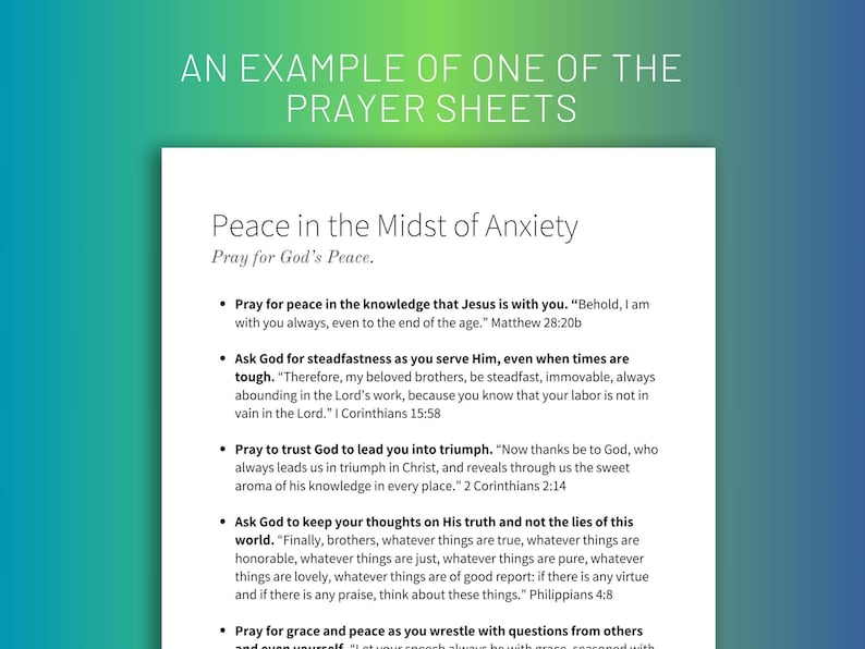 Printable Prayer Guide for Prayer Meetings and Quiet Time With Weekly ...