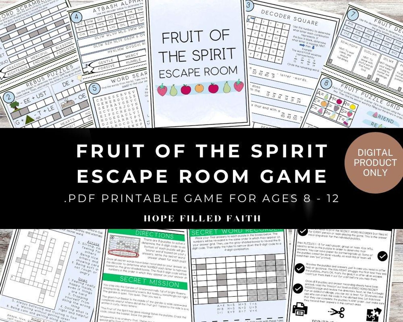 Bible Printable Escape Room for Kids Game, Fruit of the Spirit Theme ...