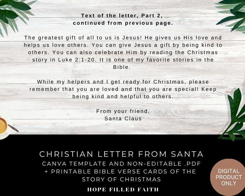 Printable Christian Letter From Santa - Editable Canva Template or ...