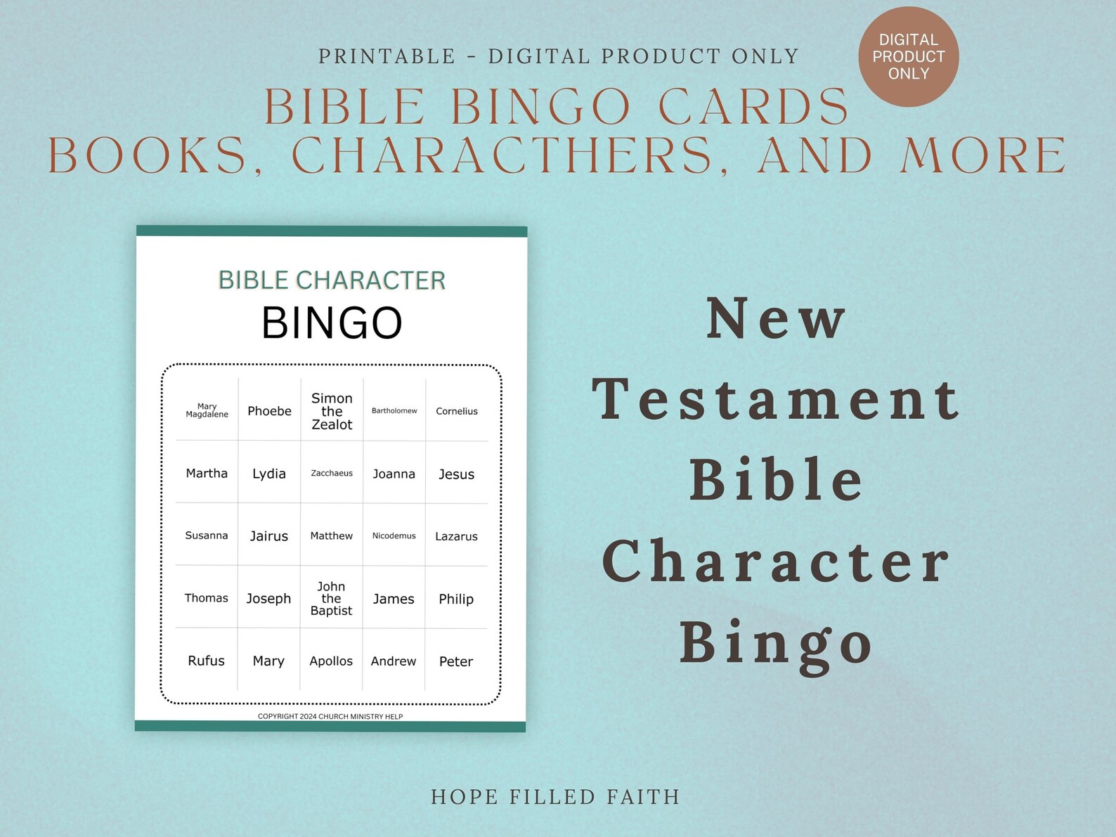 Printable Bible Knowledge 7 Game Bingo Set - Books of the Bible, Bible ...