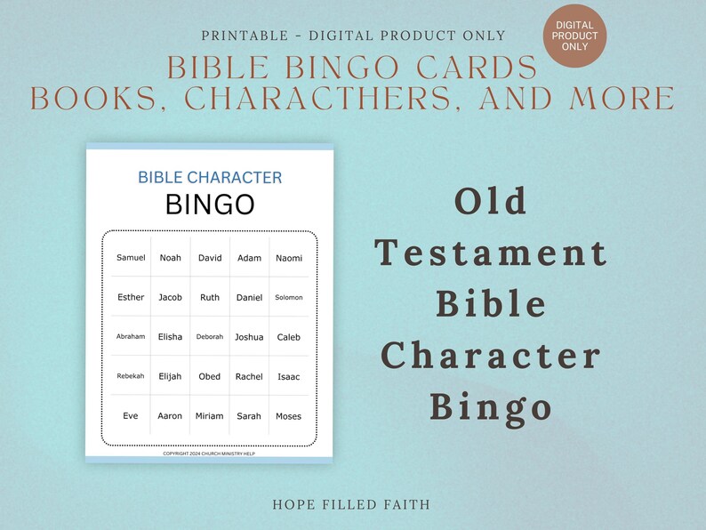 Printable Bible Knowledge 7 Game Bingo Set - Books of the Bible, Bible ...