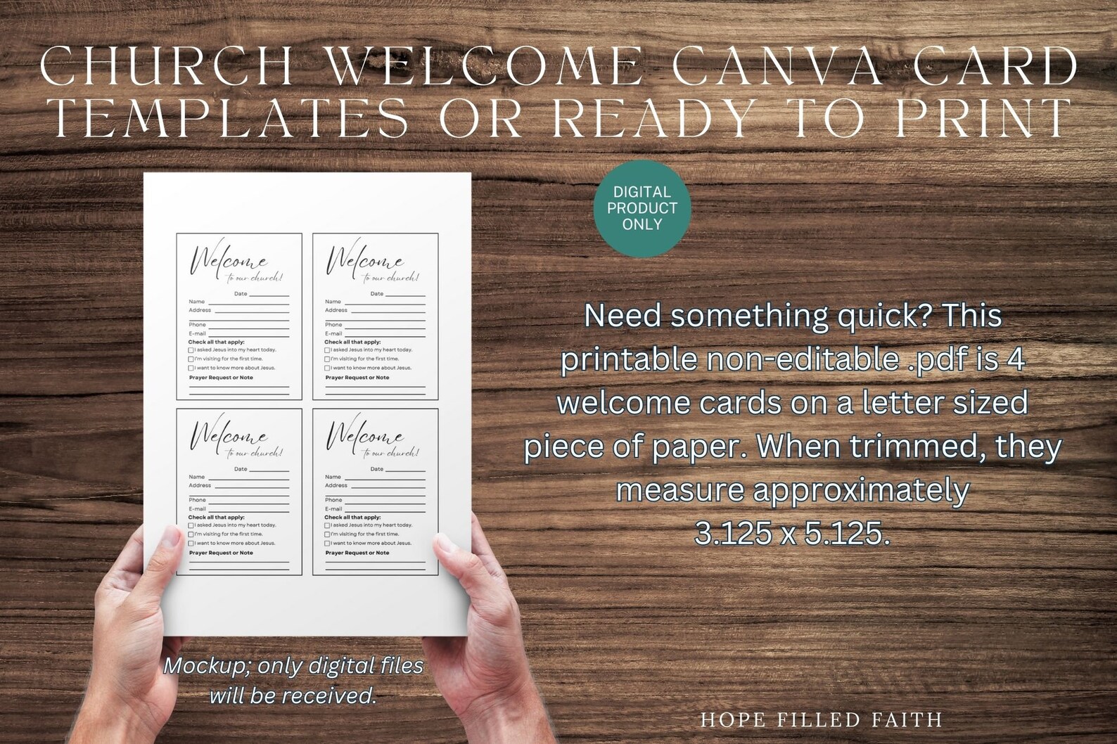 Printable Church Welcome Cards, Visitor Cards, Connection Cards DIY in ...