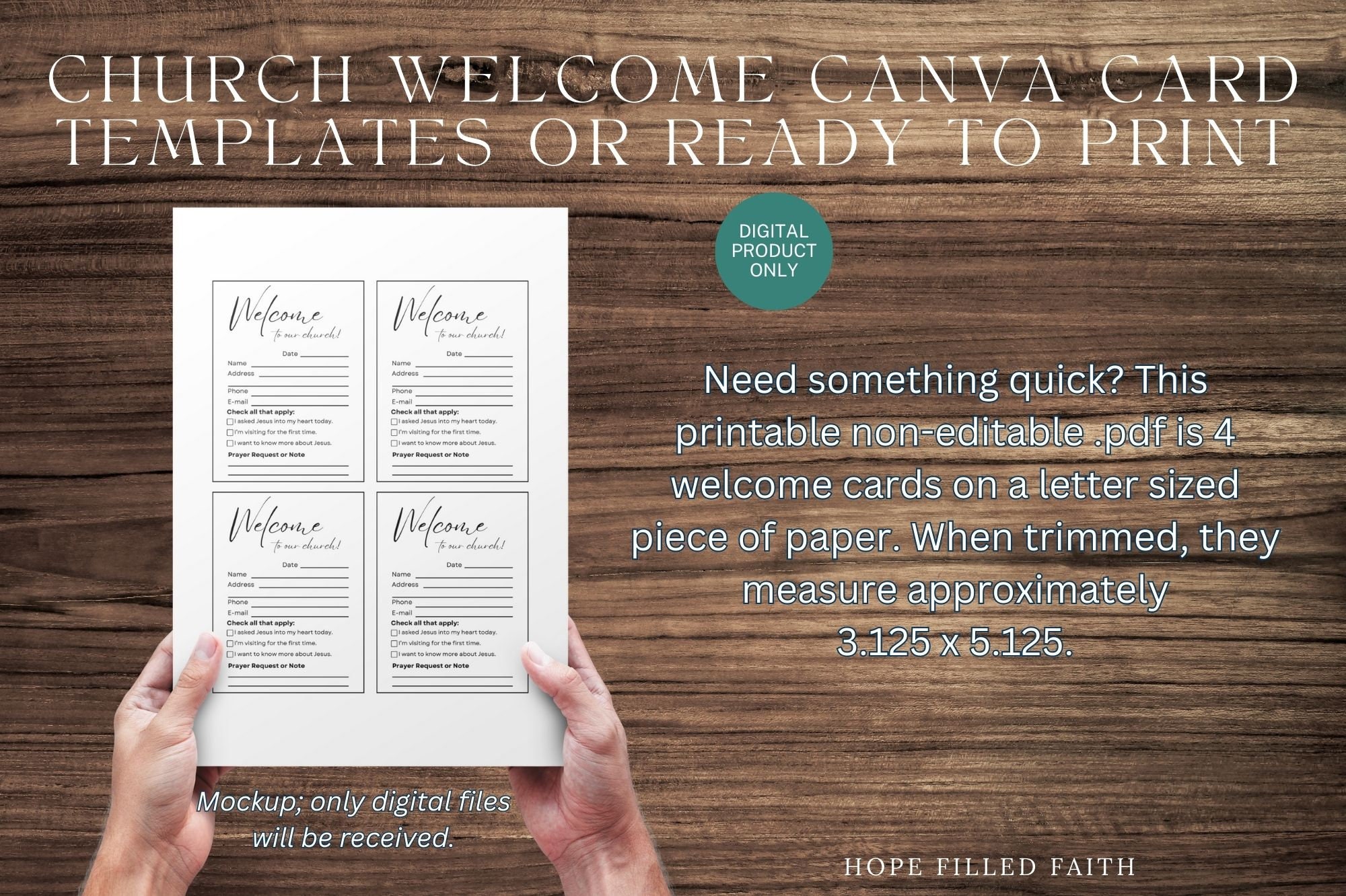 Printable Church Welcome Cards, Visitor Cards, Connection Cards DIY in ...