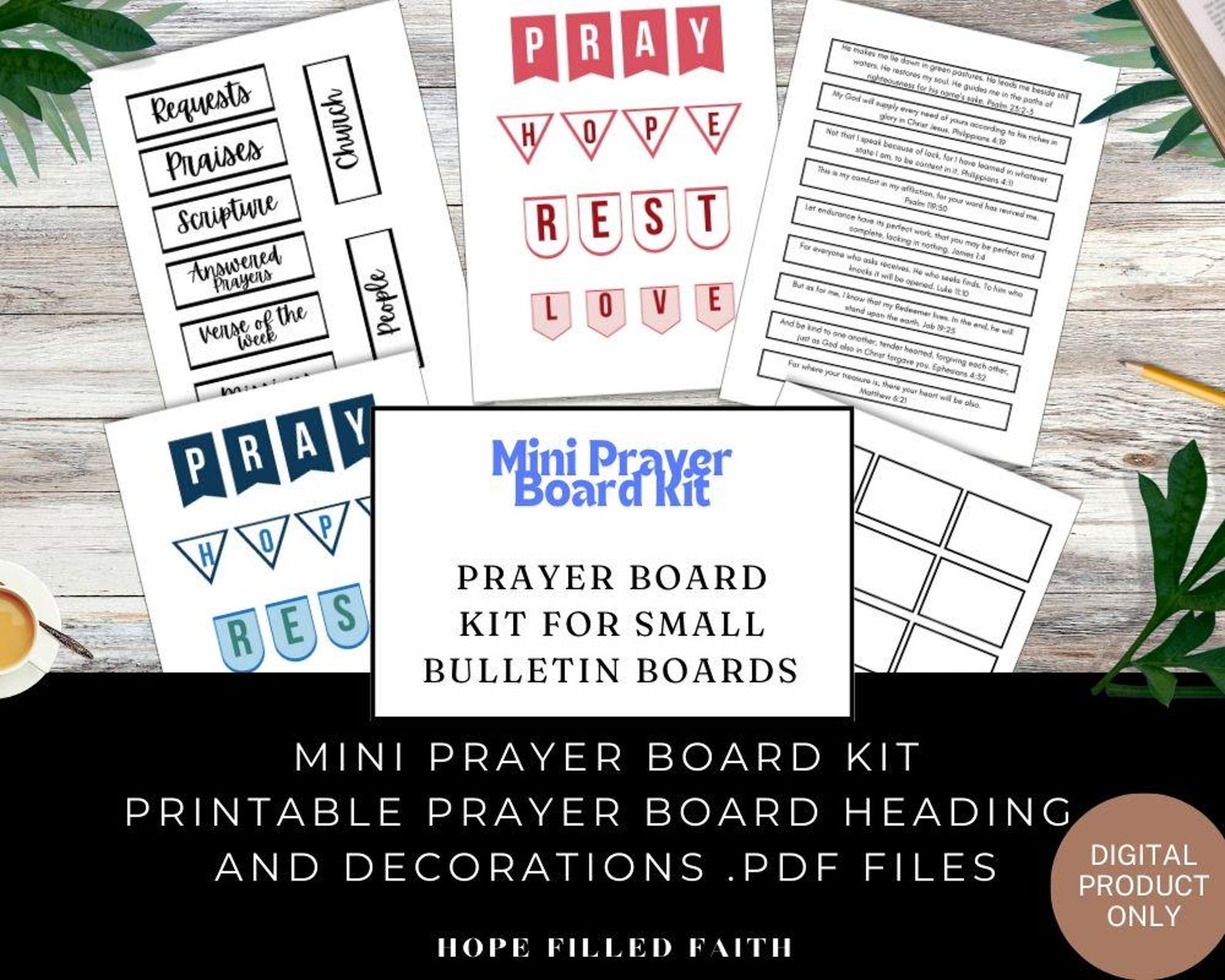 Printable Mini Prayer Board Kit - Christian Church Prayer Group Bible ...