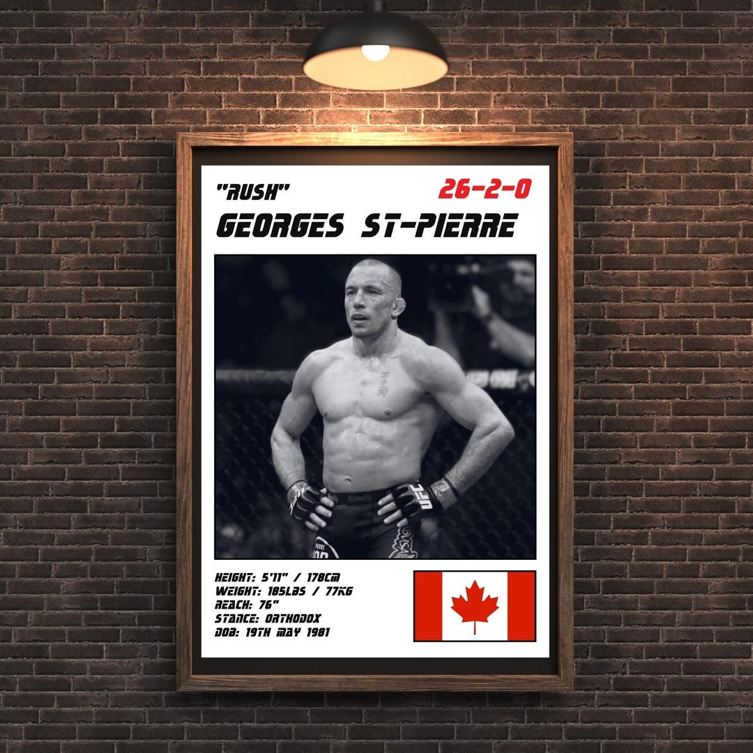MMA Digital UFC Fighter Print - George GSP Rush St Pierre White Wall ...