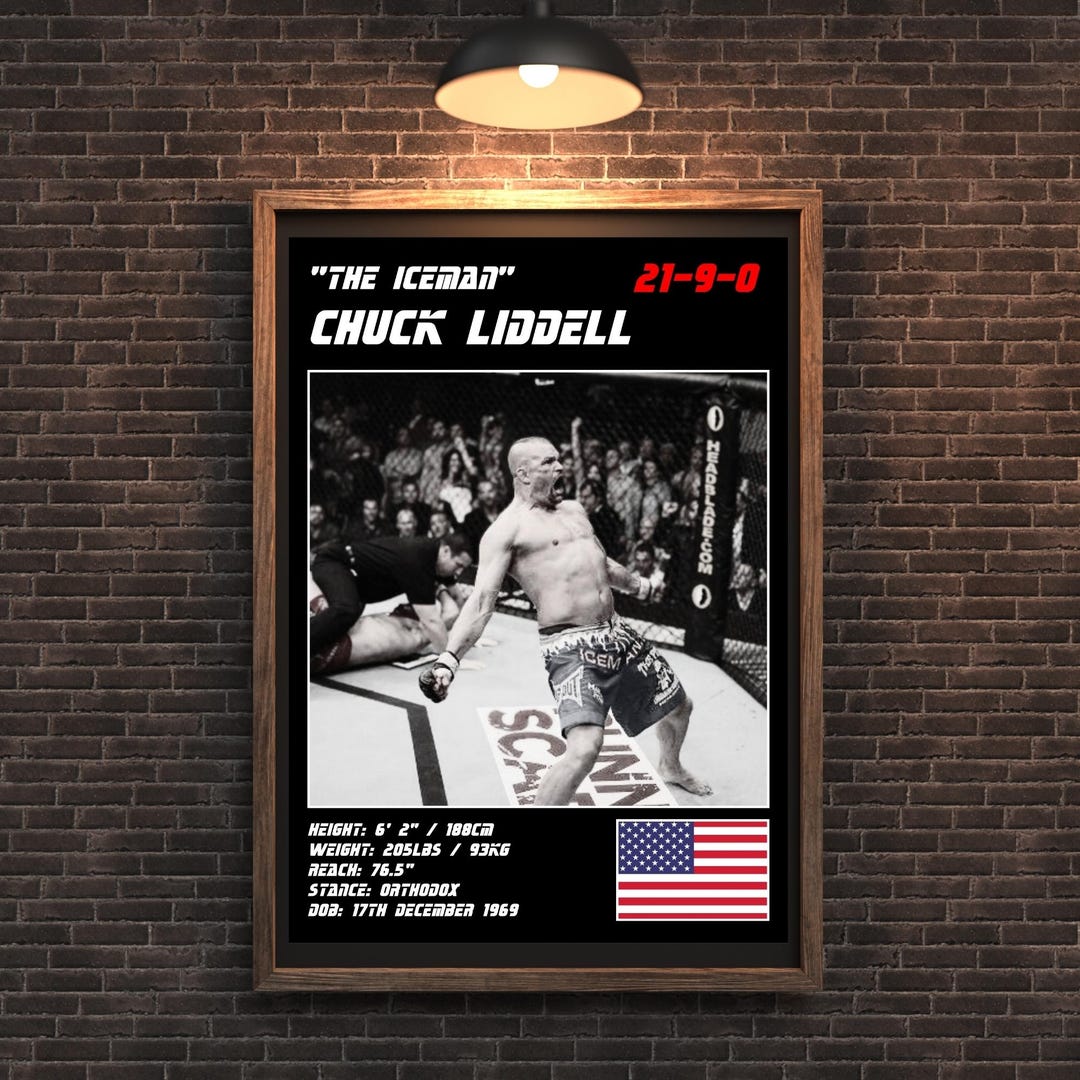 MMA Digital UFC Fighter Print - Chuck the Iceman Liddell Black Wall ...