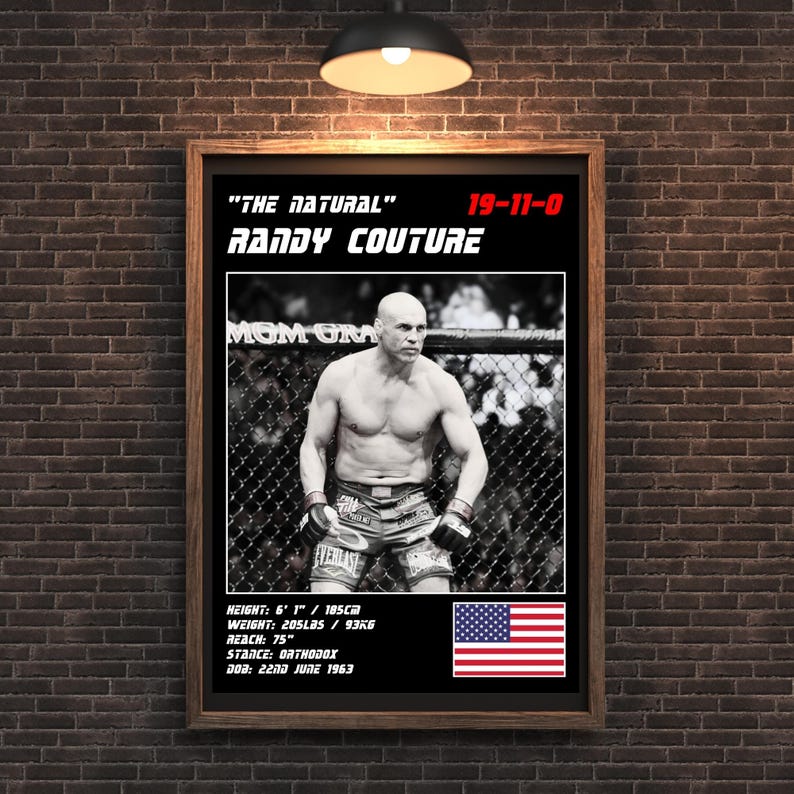 MMA Digital UFC Fighter Print - Randy the Natural Couture Black Wall ...