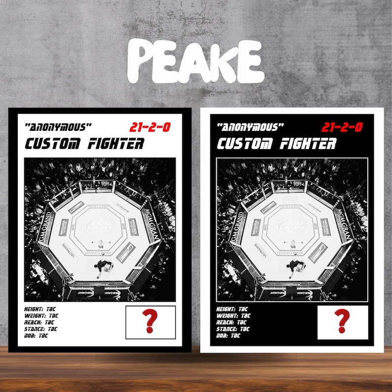 MMA Digital UFC Fighter Print - Custom Fighter (choose Any - White OR ...