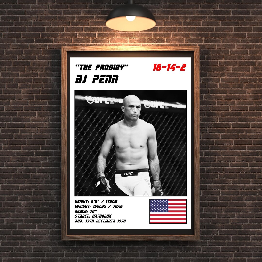 MMA Digital UFC Fighter Print - BJ the Prodigy Penn White Wall Poster ...